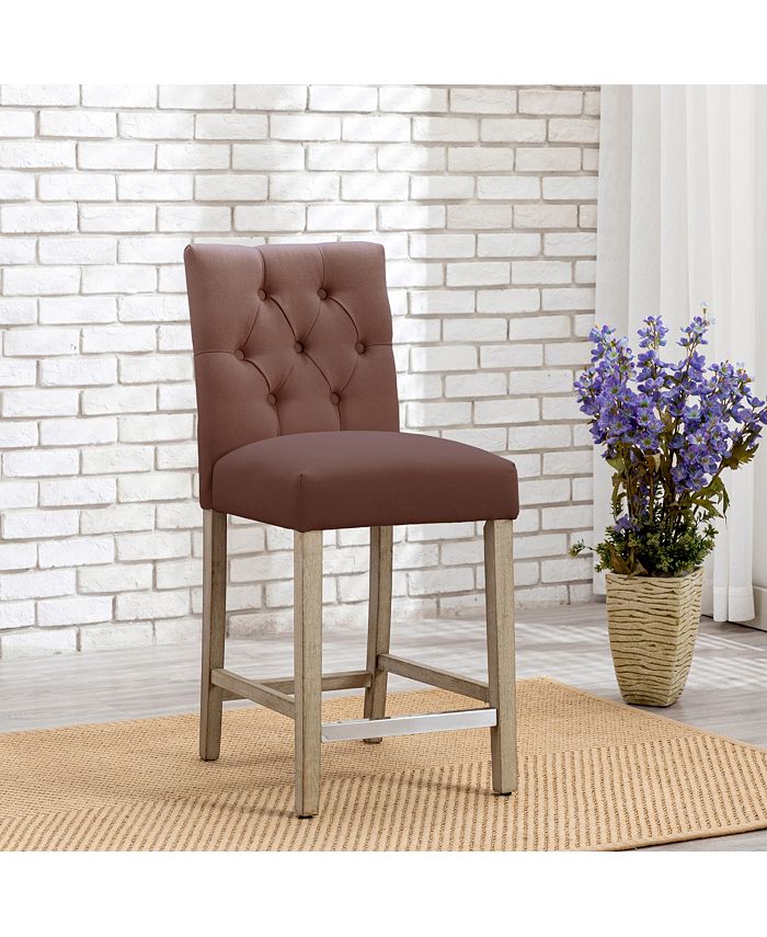 WestinTrends 24" Linen Fabric Tufted Counter Stool - Macy's