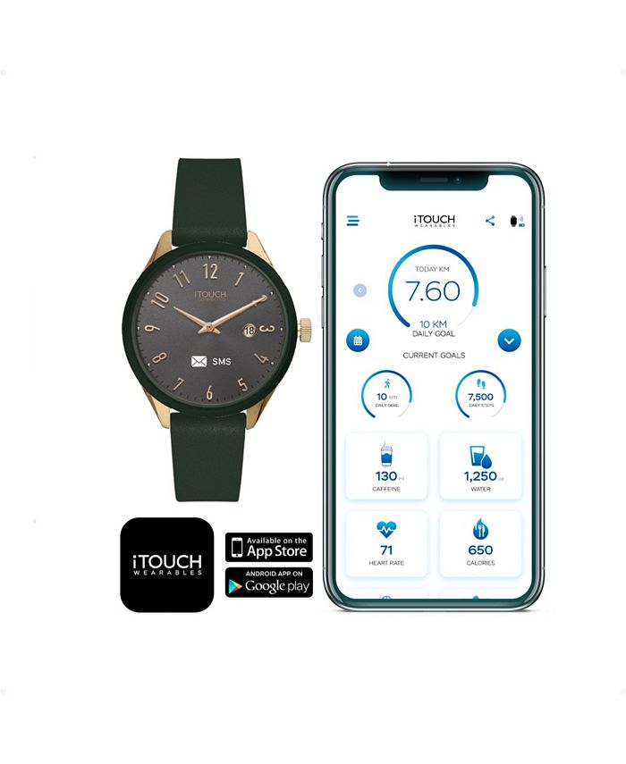 iTouch Connected Unisex Olive Silicone Strap Smart Watch 38mm - Macy's