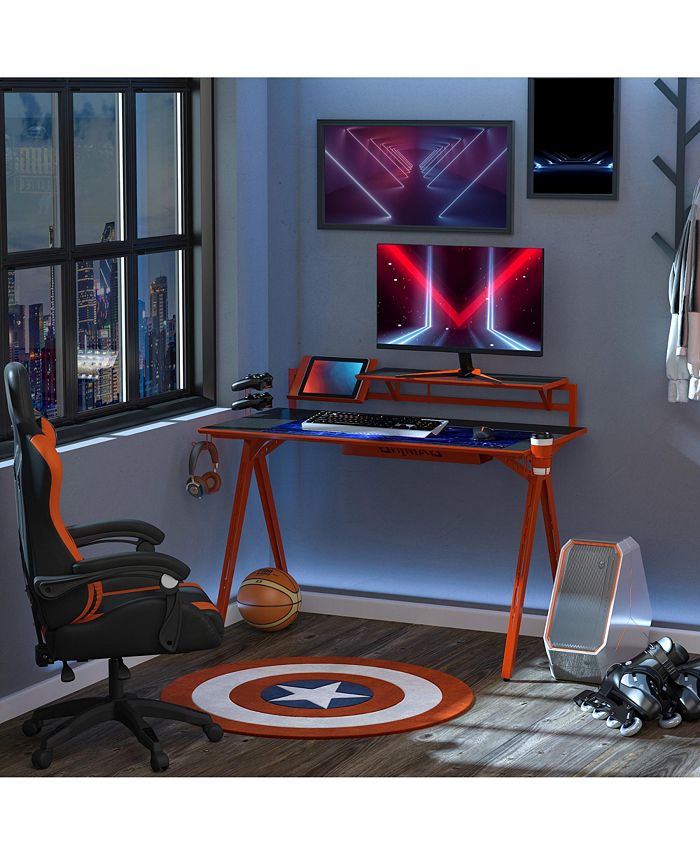 HOMCOM Steel eSports PC Gaming Station with Cable Basket and Large ...