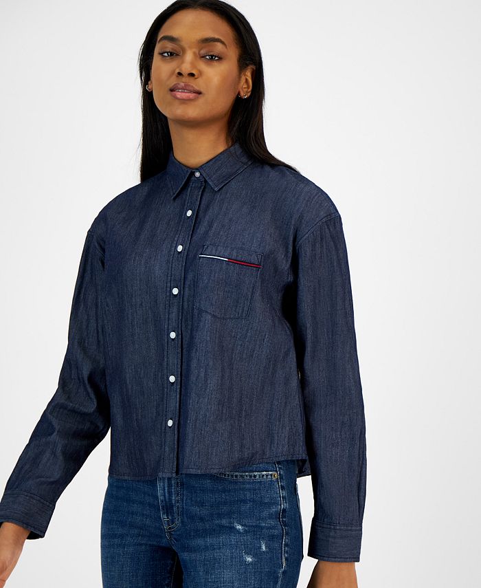 Tommy Jeans Women's Chambray Button-Front Shirt - Macy's