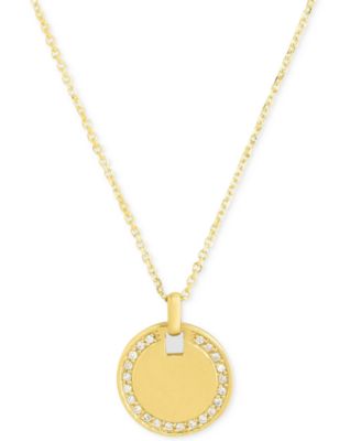 The Lovery Diamond Border Disc 18" Pendant Necklace (1/10 ct. t.w.) in ...