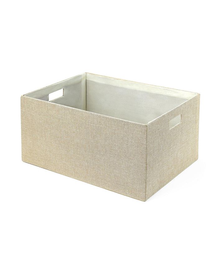 Baum Linen Look Covered Cardboard Rectangle Storage Bins, Set of 3 - Macy's