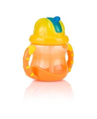 Nuby Two-Handle Flip N' Sip Straw Cup, 8 Ounce, Orange with Yellow - Macy's