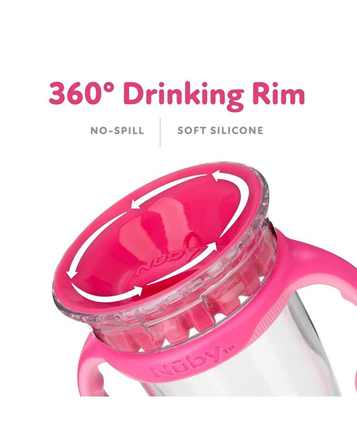 Nuby No-Spill Edge 360 2 Stage Drinking Cup with Removable Handles, Red - Macy's