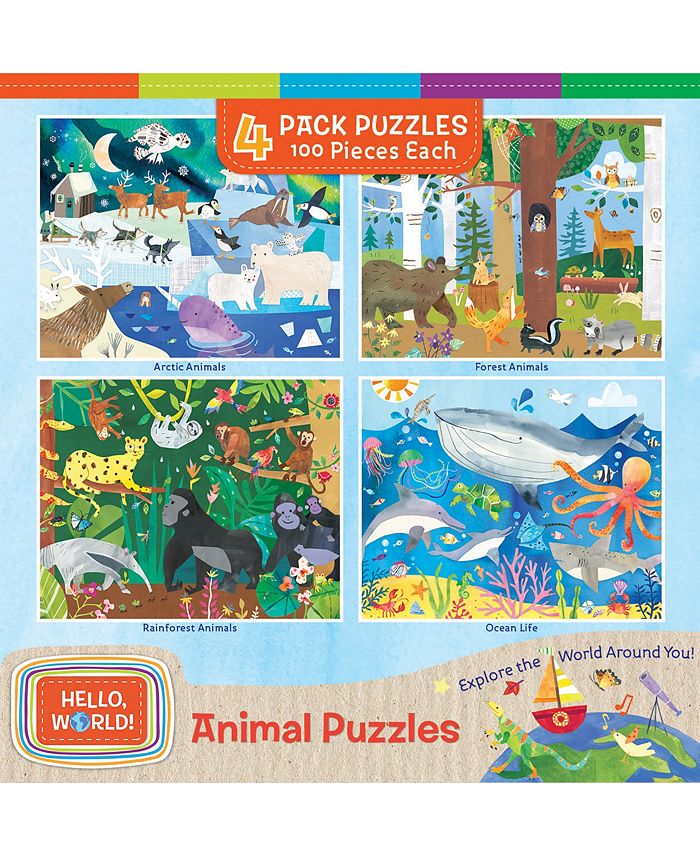 Masterpieces Hello, World! 4-Pack 100 Piece Jigsaw Puzzles for kids ...