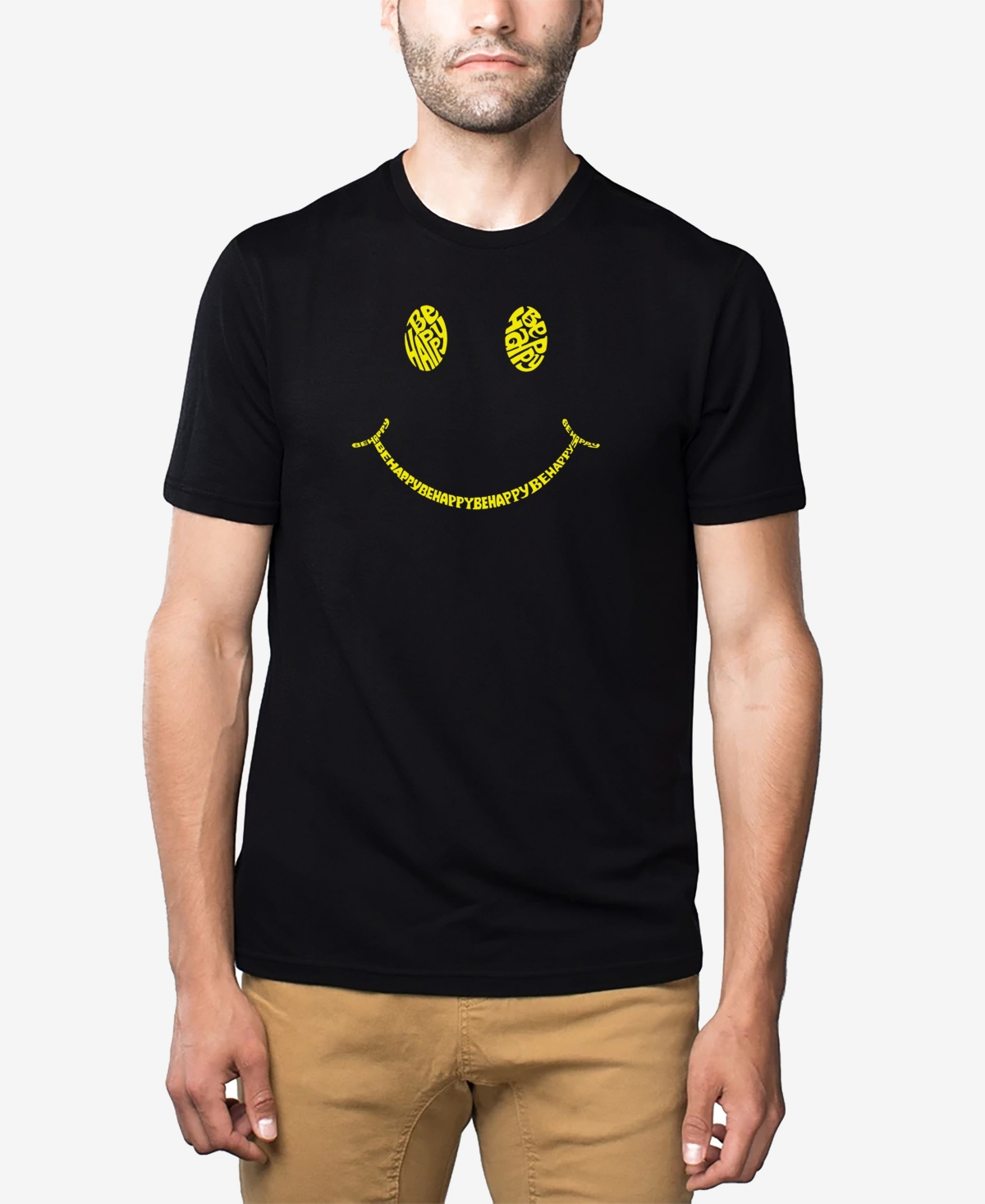 Click here for La Pop Art Mens Premium Blend Word Art Be Happy Sm... prices