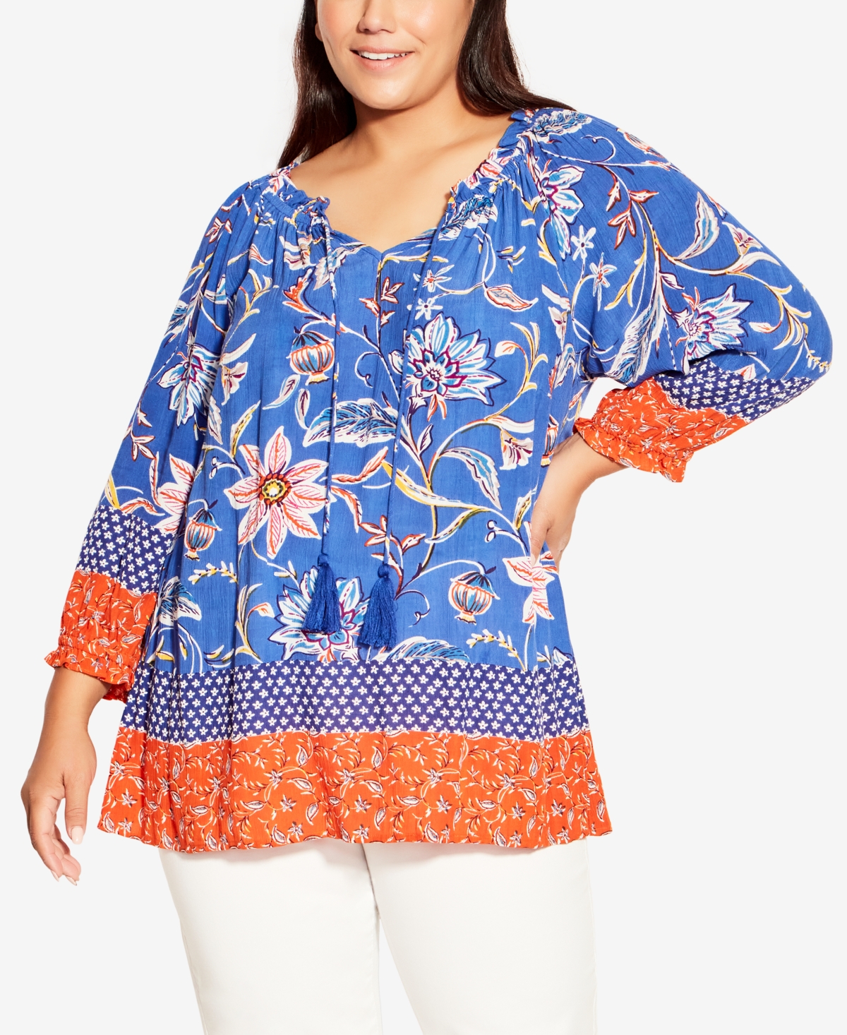 Avenue Plus Size Brea Peasant Top | Smart Closet