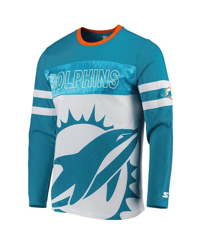 Starter Men's Aqua, White Miami Dolphins Halftime Long Sleeve T-shirt ...