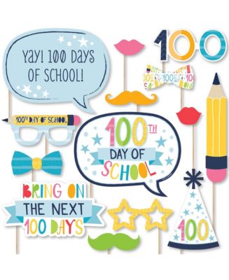 Happy 100th Day of School - 100 Days Party Photo Booth Props Kit - 20 ...