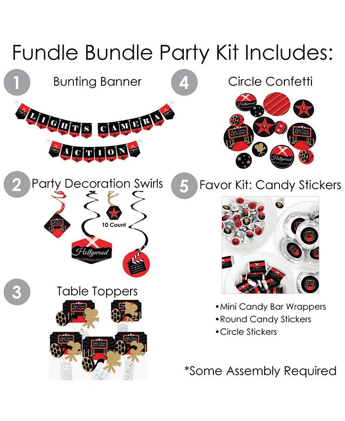 Big Dot of Happiness Red Carpet Hollywood - Movie Night Party Supplies ...