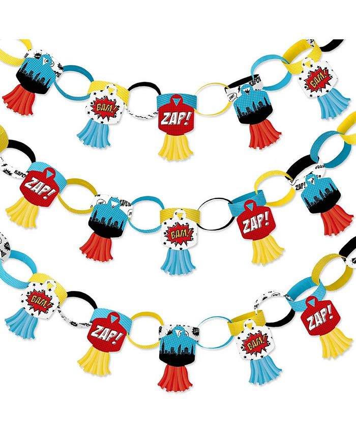 Big Dot of Happiness Bam Superhero - 90 Chain Links & 30 Tassels Paper ...