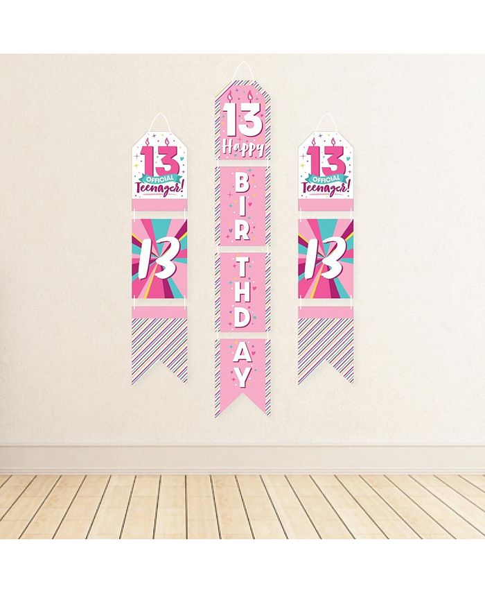 Big Dot of Happiness Girl 13th Birthday - Vertical Paper Door Banners ...