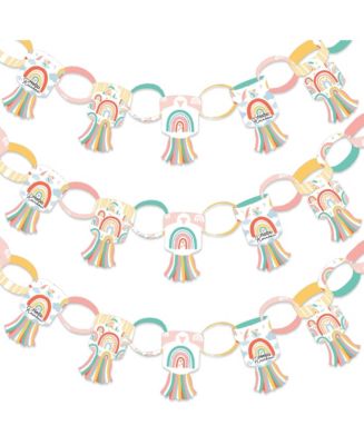 Hello Rainbow Boho Baby Shower & Birthday Party Paper Chains Garland ...
