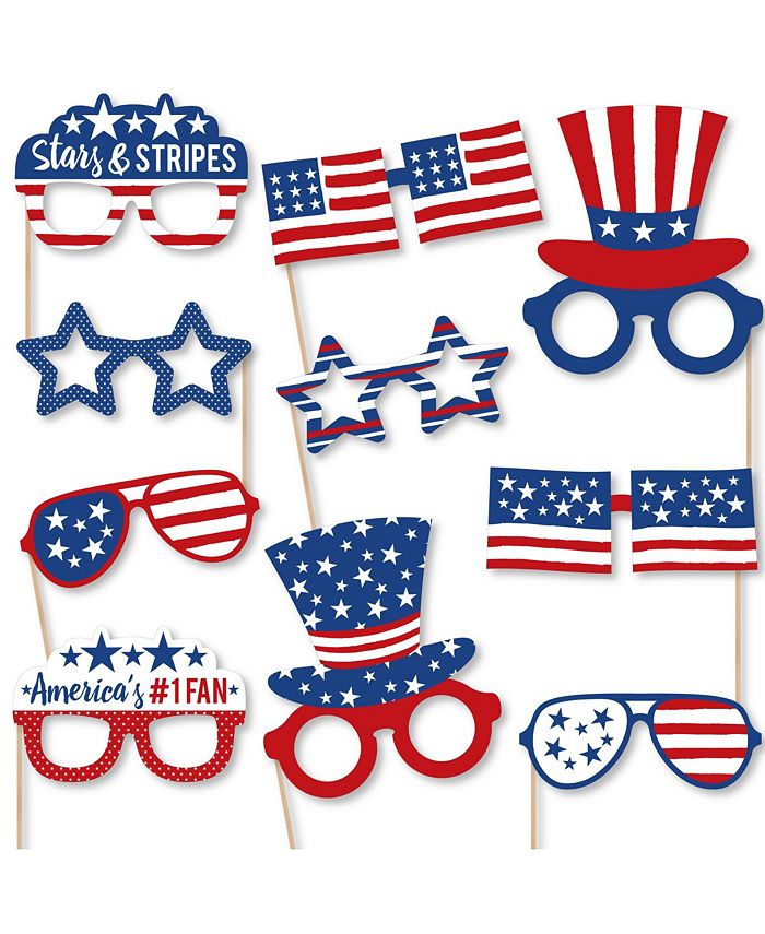 Big Dot Of Happiness Stars And Stripes Glasses Paper Patriotic Party
