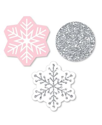 Pink Winter Wonderland - Shaped Holiday Snowflake Party Cut-Outs - 24 ...