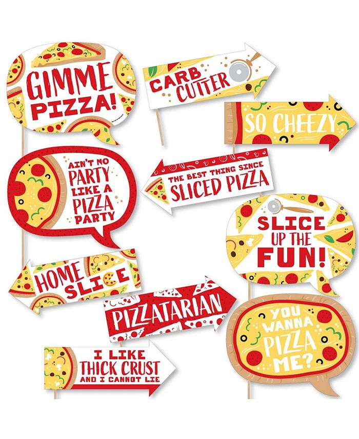 Big Dot of Happiness Funny Pizza Party Time - Party Photo Booth Props ...