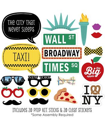 Big Dot of Happiness New York - Photo Booth Props Kit - 20 Count - Macy's