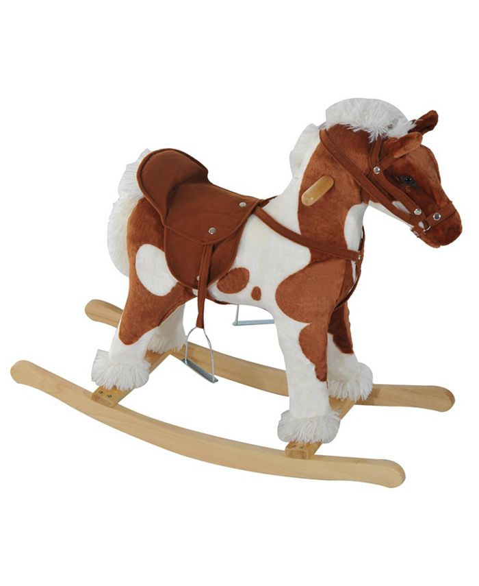 Qaba Kids Ride On Rocking Horse Plush Wood Pony w/Neigh Sound - Macy's