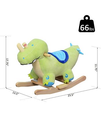 Qaba Kids Plush Ride-On Toy Rocking Horse Dinosaur Baby Animal Rocker ...