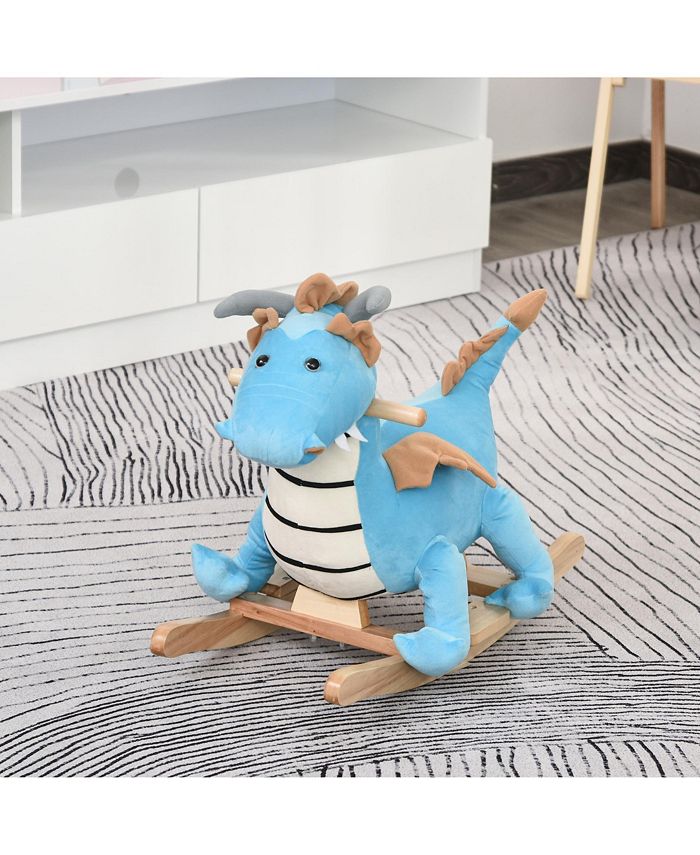 Qaba Children Dinosaur Rocker Horse Chair with Plush Body for 18-36 ...
