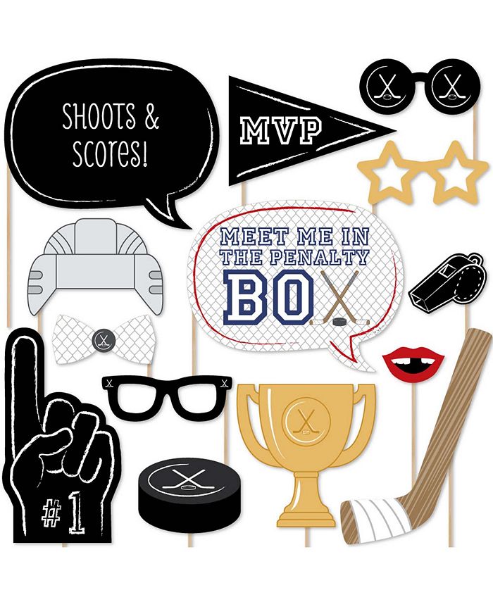 Big Dot of Happiness Shoots and Scores - Hockey Photo Booth Props Kit ...