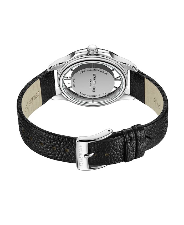 Kenneth Cole New York Men's Transparency Dial Black Genuine Leather ...