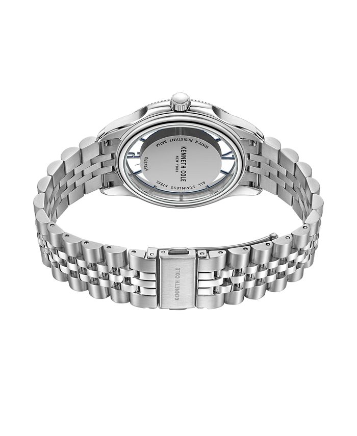 Kenneth Cole New York Men's Transparency Dial Silver-Tone Stainless ...