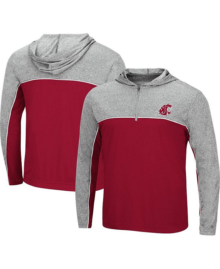 Colosseum Men's Crimson Washington State Cougars Flick Quarter-Zip Hoodie Windshirt & Reviews ...