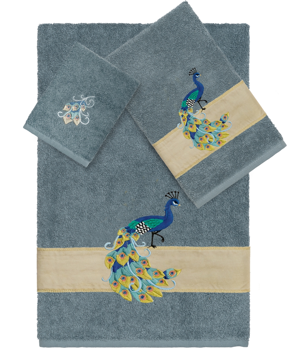 Linum Home Turkish Cotton Penelope Embellished 3-Pc. Bath Towel Set - Teal