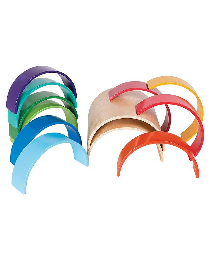 Kaplan Early Learning Colorful Wooden Rainbow Arches and Tunnels - 12 ...
