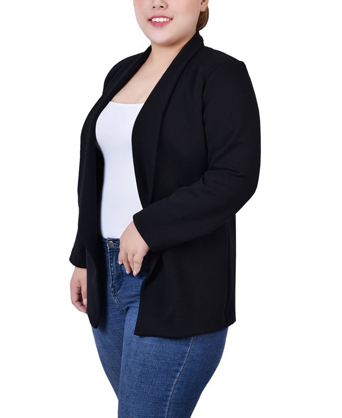 NY Collection Plus Size 3/4 Sleeve Ponte Blazer & Reviews - Jackets ...