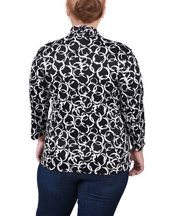 NY Collection Plus Size 3/4 Sleeve Two-Fer Top - Macy's