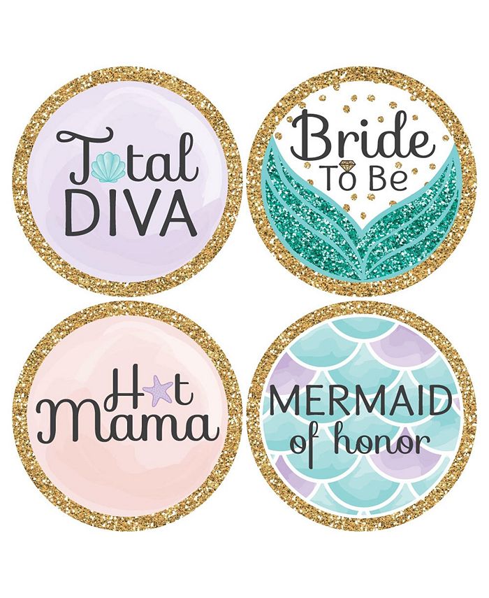 Big Dot of Happiness Trading The Tail For A Veil - Mermaid Name Tags ...