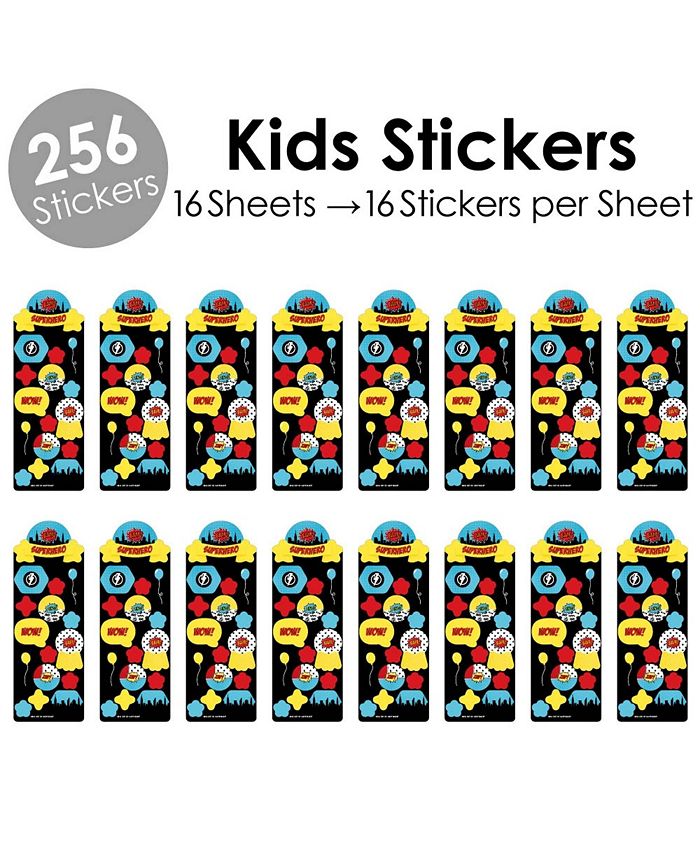 Big Dot of Happiness Bam Superhero - Birthday Party Favor Kids Stickers ...