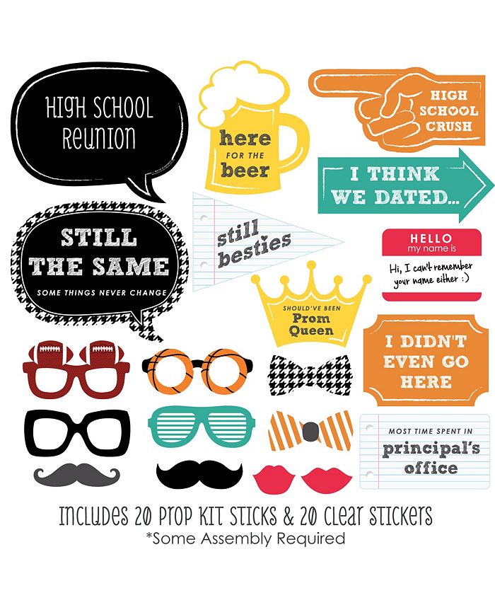 Big Dot of Happiness Class Reunion - Photo Booth Props Kit - 20 Count ...