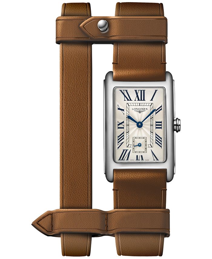 Longines Women's Swiss DolceVita Brown Leather Double Strap Watch ...