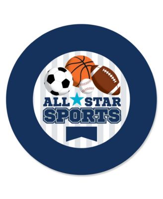 Go, Fight, Win - Sports - Baby Shower or Birthday Circle Sticker Labels ...