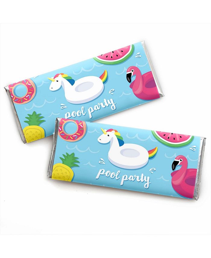 Big Dot of Happiness Make a Splash - Pool Party - Candy Bar Wrapper ...