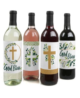Elegant Cross - Religious Party Decor - Wine Bottle Label Stickers - 4 ...