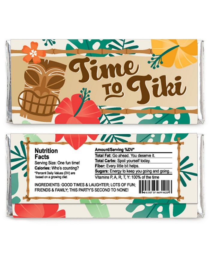 Big Dot of Happiness Tropical Luau - Candy Bar Wrapper Hawaiian Beach ...