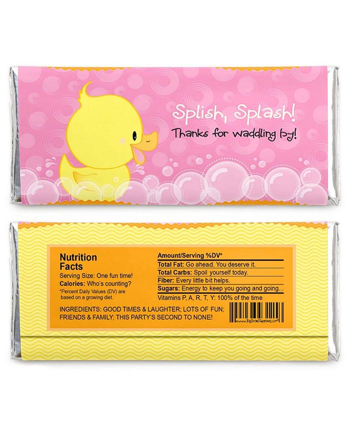 Big Dot of Happiness Pink Ducky Duck - Candy Bar Wrappers Baby Shower ...