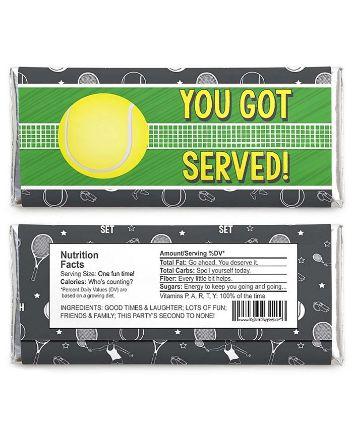 Big Dot of Happiness You Got Served - Tennis - Candy Bar Wrapper Party ...
