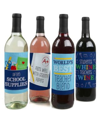 Funny Colorful Teacher Appreciation Gift Holiday Wine Bottle Label ...