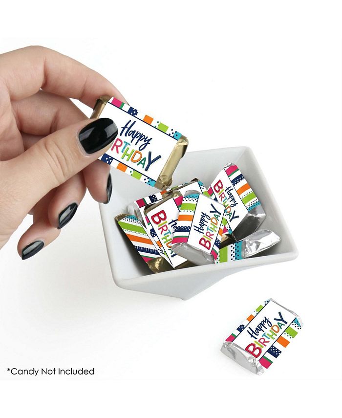 Big Dot of Happiness Cheerful Happy Birthday - Mini Candy Bar Wrapper ...