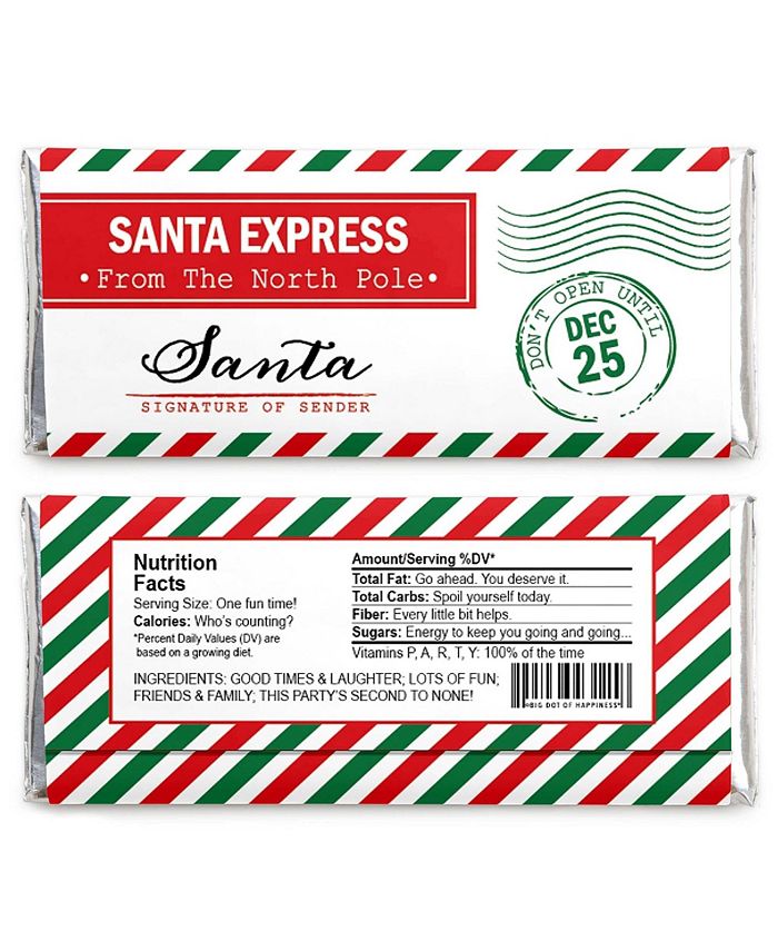 Big Dot of Happiness Santa's Special Delivery - Candy Bar Wrapper Santa ...