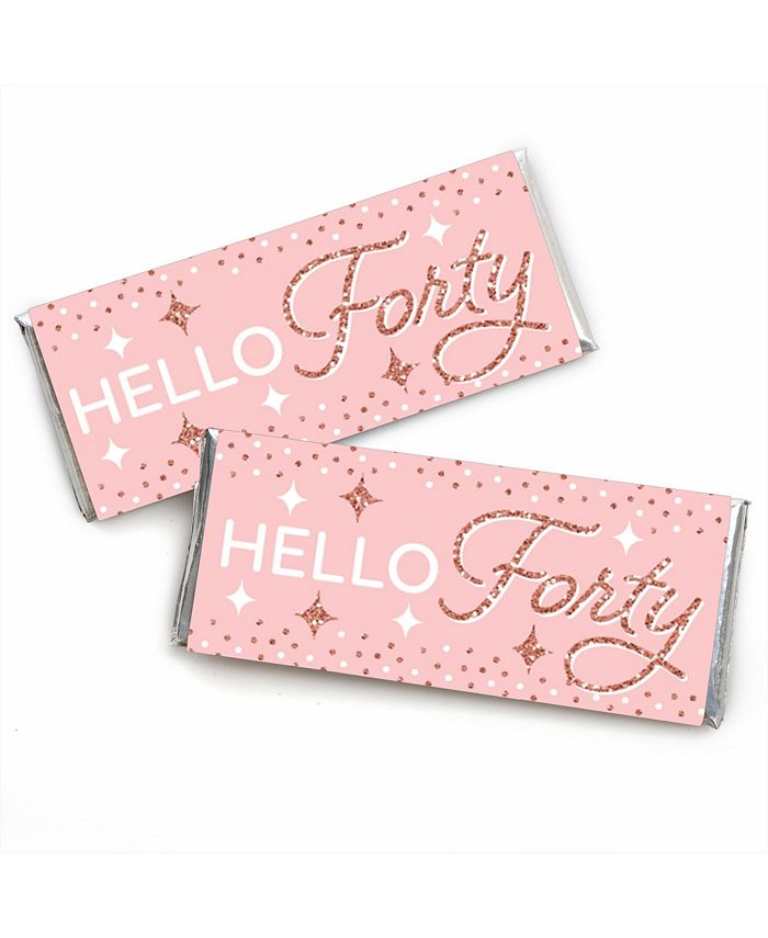 Big Dot of Happiness 40th Pink Rose Gold Birthday Candy Bar Wrapper ...
