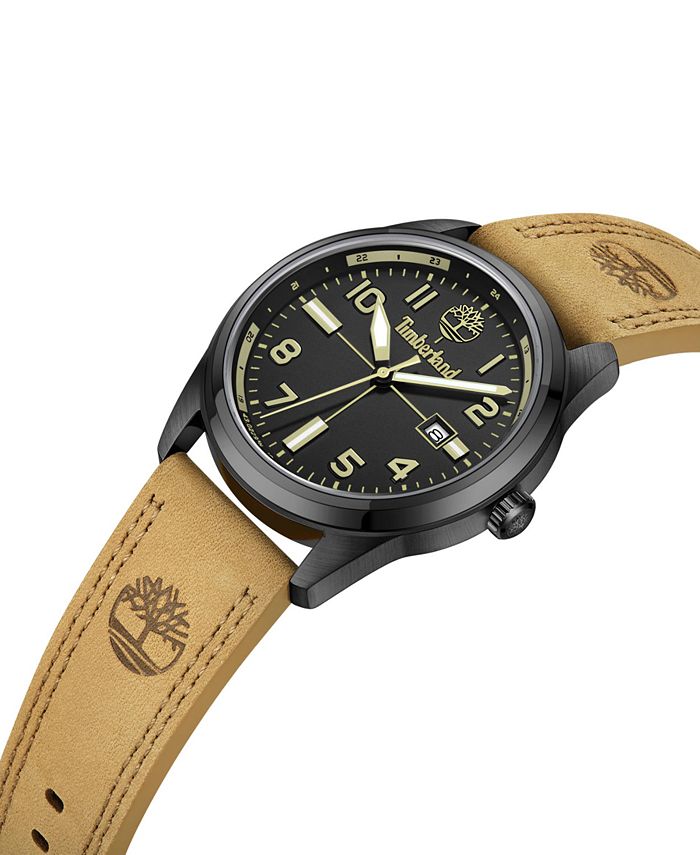 Timberland Men's Northbridge Wheat Genuine Leather Strap Watch, 45mm ...