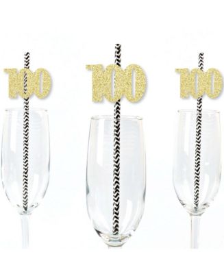 Gold Glitter 100 Straws No-Mess Cut-Out Numbers & Decorative Paper ...
