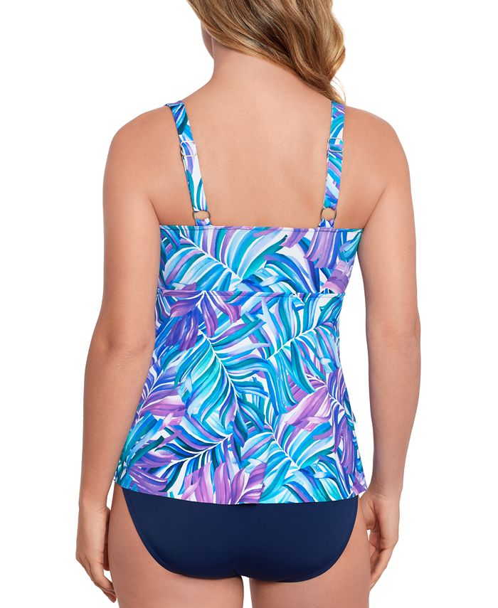 Swim Solutions Women's Tummy-Control Faux-Tankini One-Piece Swimsuit ...
