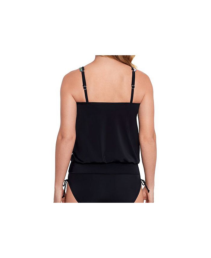 Swim Solutions Womens Shirred Neck Blouson Underwire Tankini Created